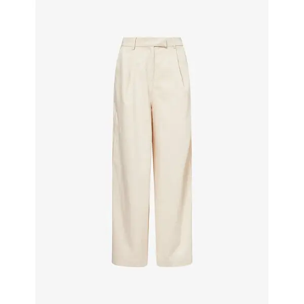 Oddmuse High-rise Wide-leg Cotton-blend Trousers - Stone