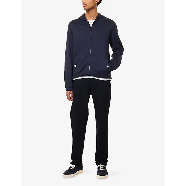 Eleventy Relaxed-fit Zip-up Cotton-jersey Hoody