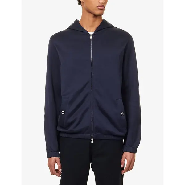 Eleventy Relaxed-fit Zip-up Cotton-jersey Hoody