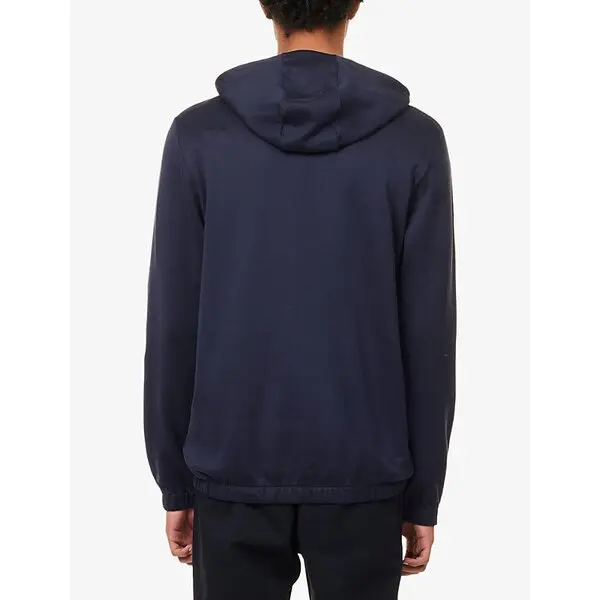 Eleventy Relaxed-fit Zip-up Cotton-jersey Hoody