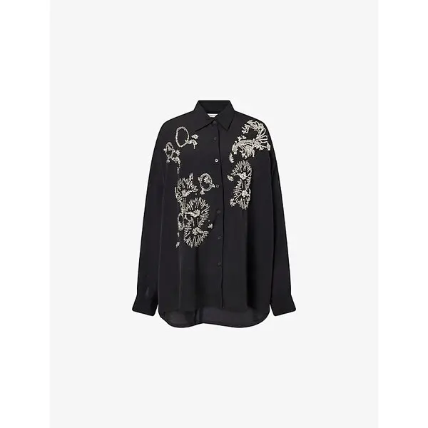 Dries Van Noten Casia Jewel-embellished Woven Shirt - Black