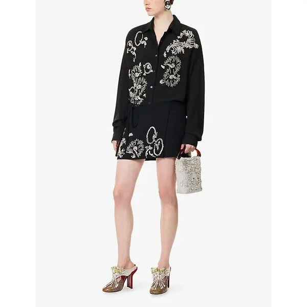 Dries Van Noten Casia Jewel-embellished Woven Shirt - Black