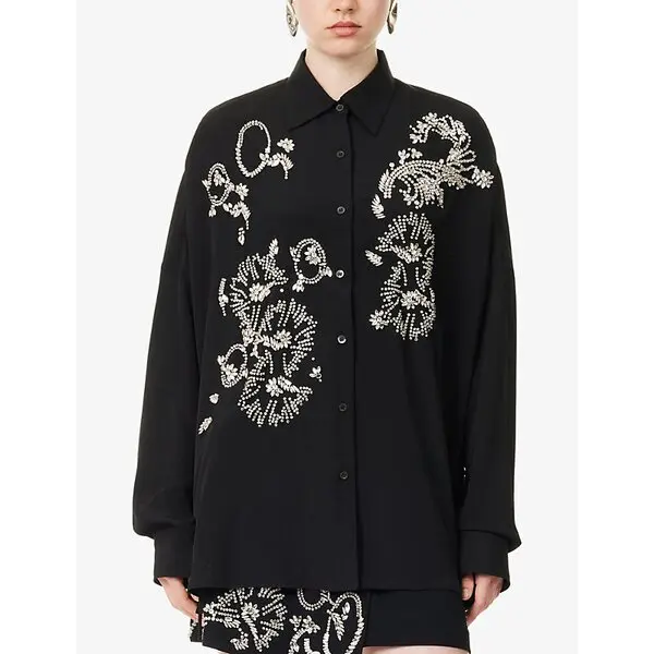 Dries Van Noten Casia Jewel-embellished Woven Shirt - Black