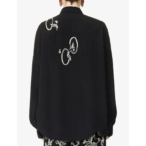 Dries Van Noten Casia Jewel-embellished Woven Shirt - Black
