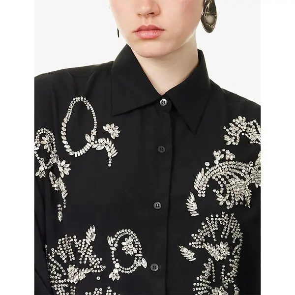 Dries Van Noten Casia Jewel-embellished Woven Shirt - Black