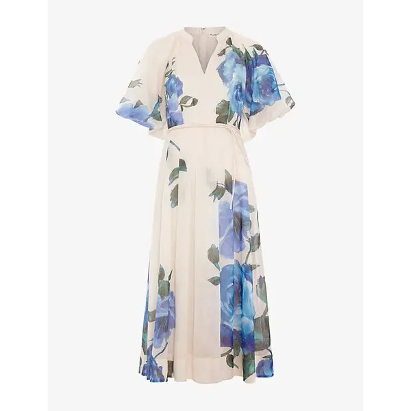 PHASE EIGHT Adeline Petite Floral-print Woven Midi Dress - Cream
