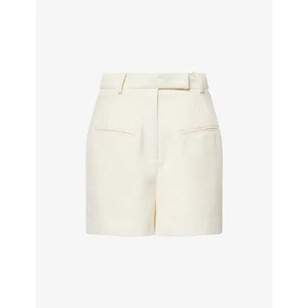 Oddmuse Tailored High-rise Tweed Shorts - Cream