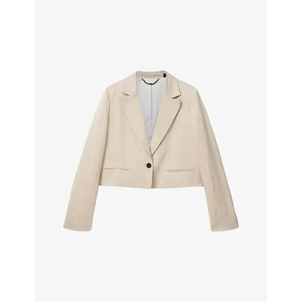 ALLSAINTS Helena Single-breasted Cropped Linen-blend Blazer