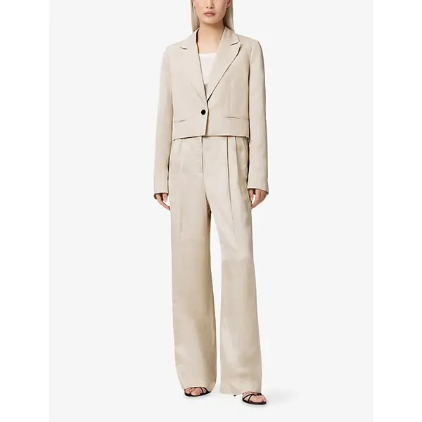 ALLSAINTS Helena Single-breasted Cropped Linen-blend Blazer