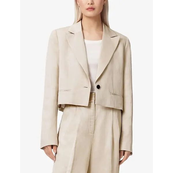 ALLSAINTS Helena Single-breasted Cropped Linen-blend Blazer