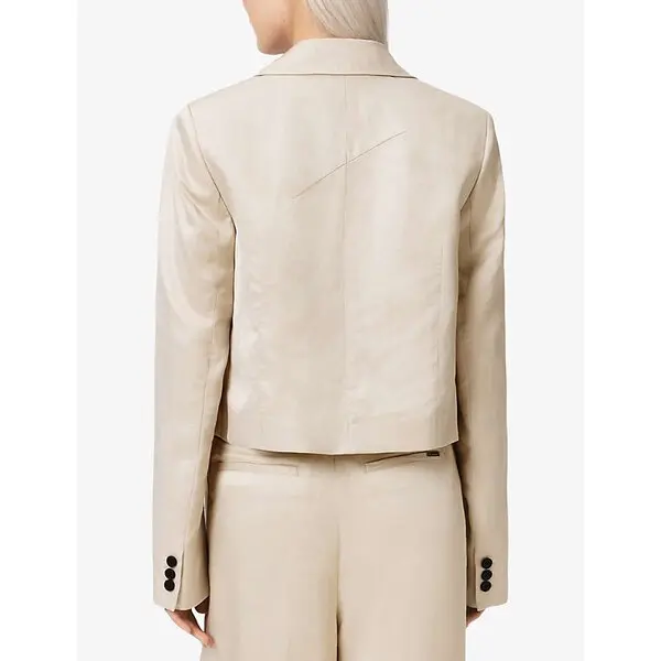 ALLSAINTS Helena Single-breasted Cropped Linen-blend Blazer