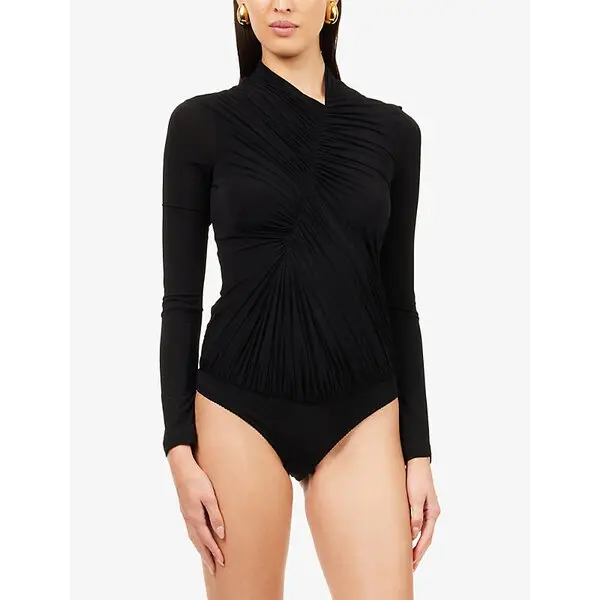 Stella McCartney Draped Long-sleeve Crepe-jersey Bodysuit