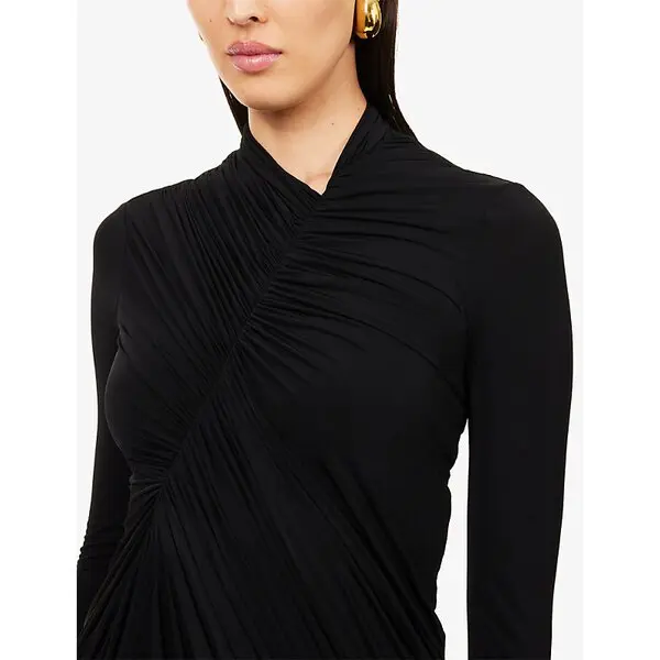Stella McCartney Draped Long-sleeve Crepe-jersey Bodysuit