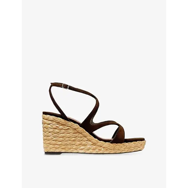 JIMMY CHOO Ayla 85 Suede Wedge Heels - Coffee