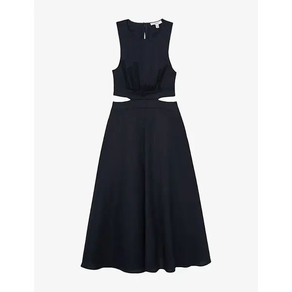 REISS Hazel Cut-out Midi Dress - Navy