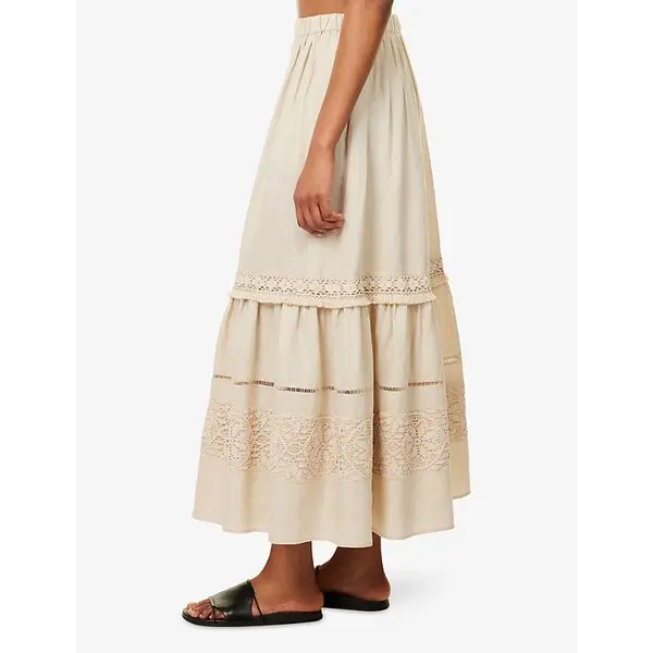 Max Mara Embellished Linen Maxi Skirt