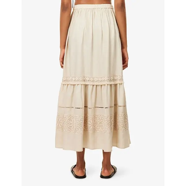 Max Mara Embellished Linen Maxi Skirt