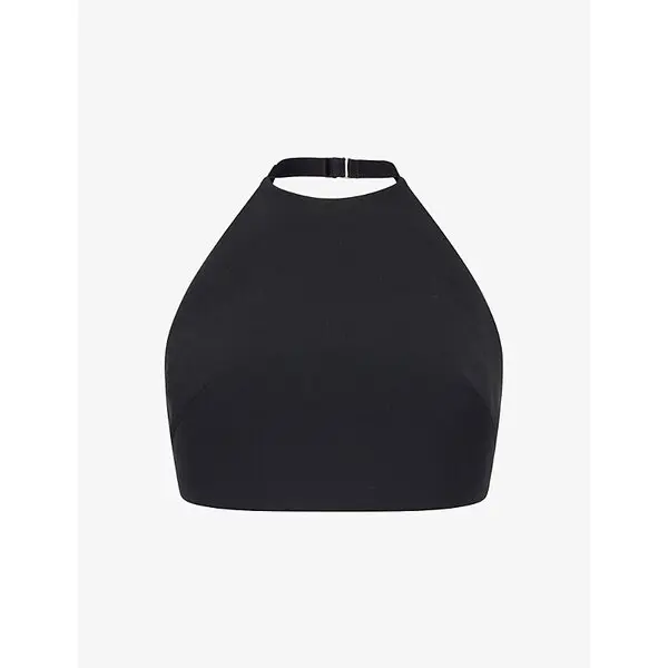 MUGLER Halter-neck Cropped Wool-blend Top