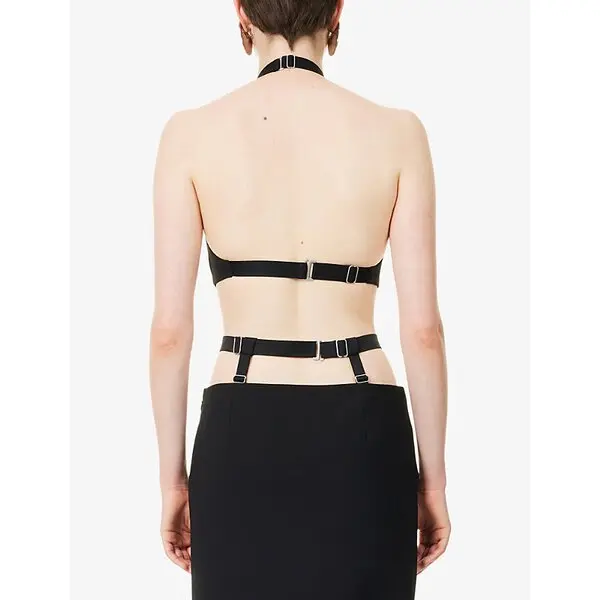 MUGLER Halter-neck Cropped Wool-blend Top