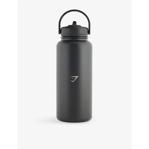 GYMSHARK Branded Stainless Steel Thermal Bottle 1litre - Gs Black