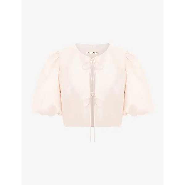 PHASE EIGHT Paulina Puff-sleeve Satin Jacket - Cream