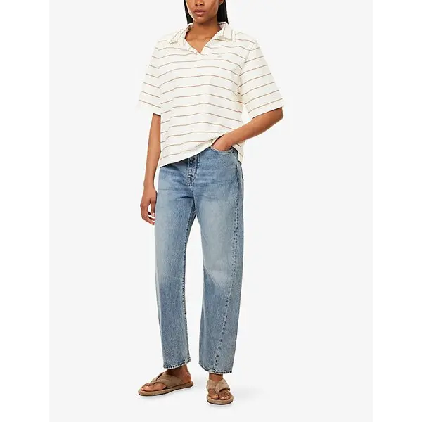 4TH & RECKLESS Striped Cotton Polo Top
