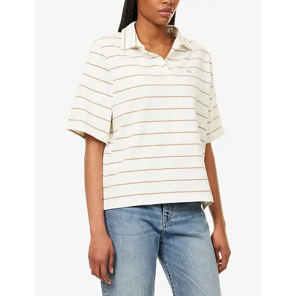 4TH & RECKLESS Striped Cotton Polo Top