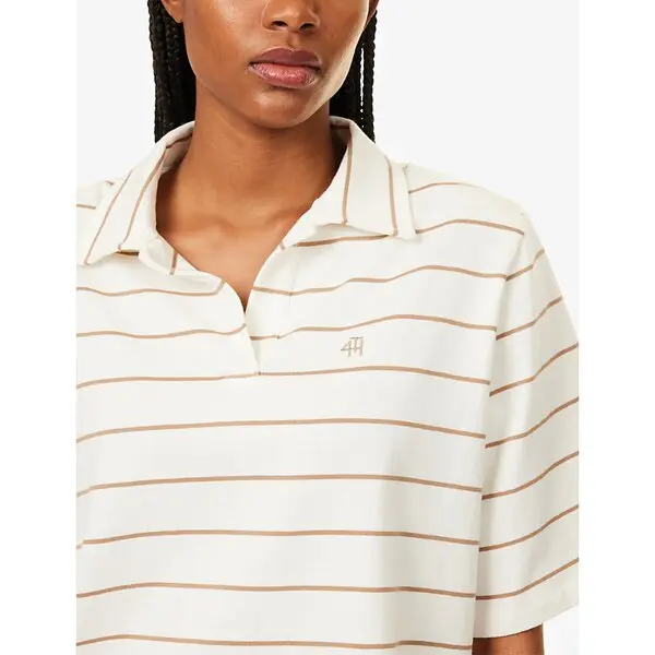 4TH & RECKLESS Striped Cotton Polo Top
