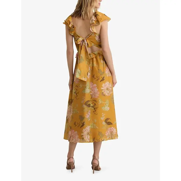 REISS Floral-print Woven Midi Dress