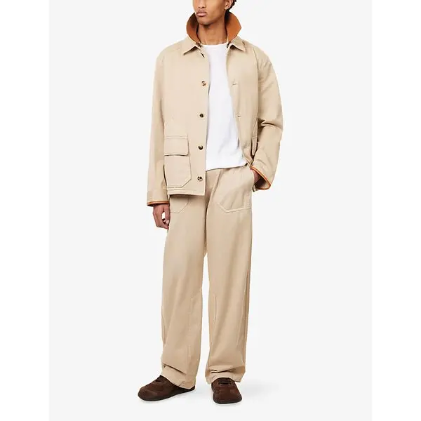 Loewe X Paula's Ibiza Collared Cotton Jacket With Leather Trims