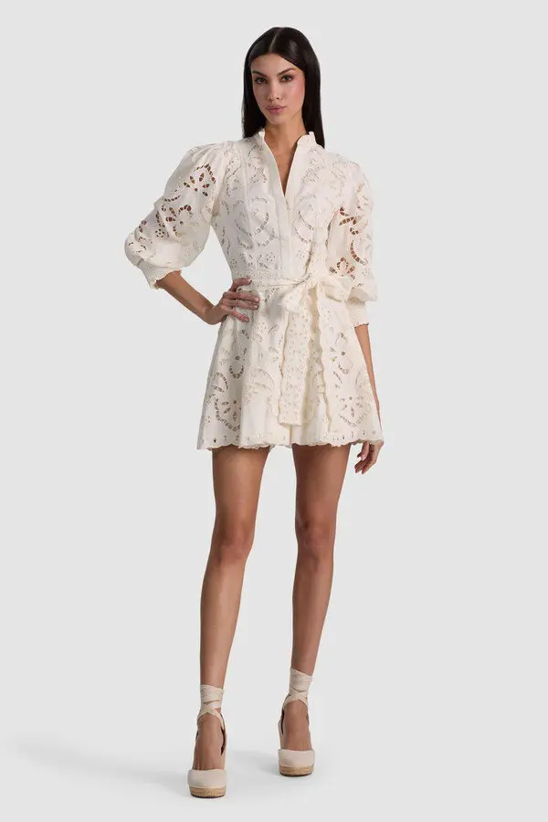 Alice + Olivia Lucy Mini Shirt Dress - White