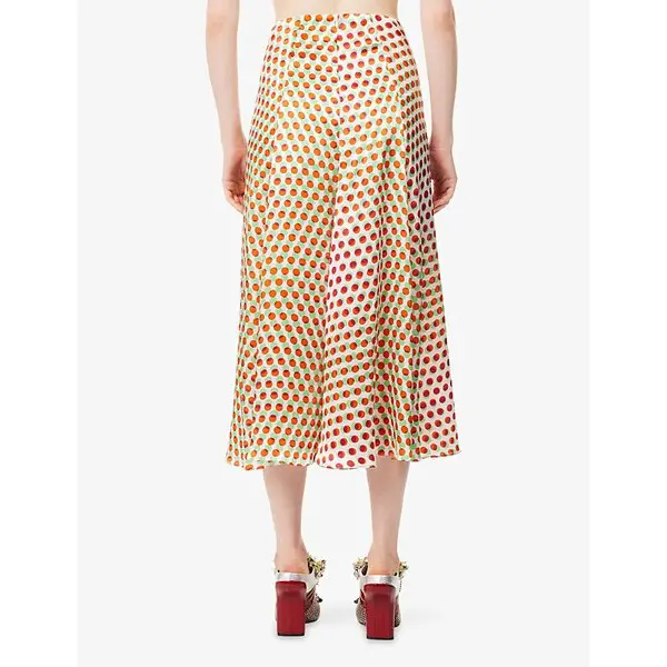 Dries Van Noten Polka Dot Silk Midi Skirt
