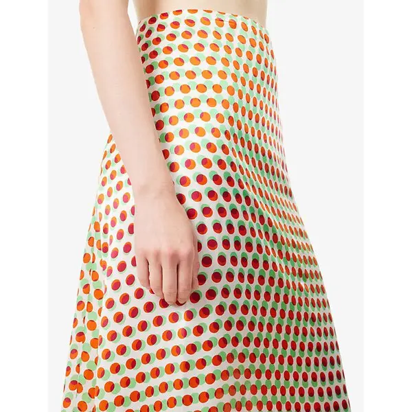 Dries Van Noten Polka Dot Silk Midi Skirt