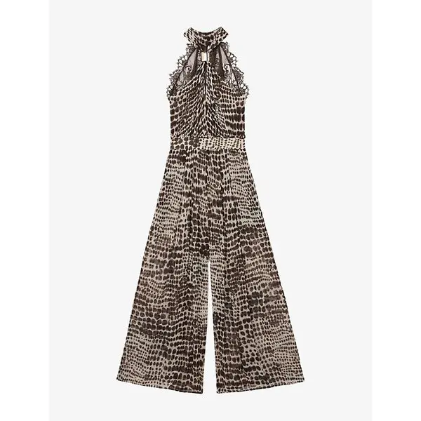 REISS X Atelier Animal-print Halter Neck Wide-leg Jumpsuit - Animal Print