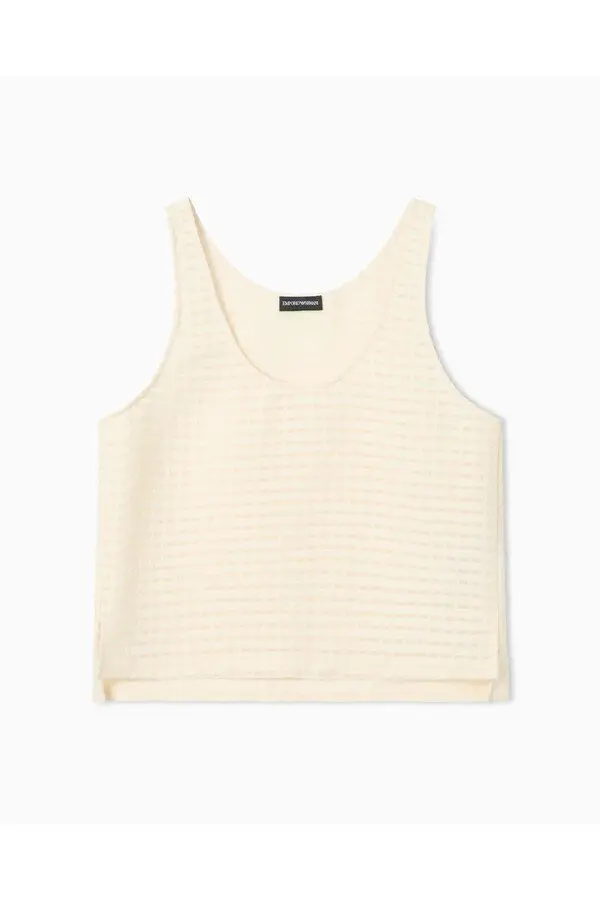 Emporio Armani Gingham Jacquard Tank Top - White