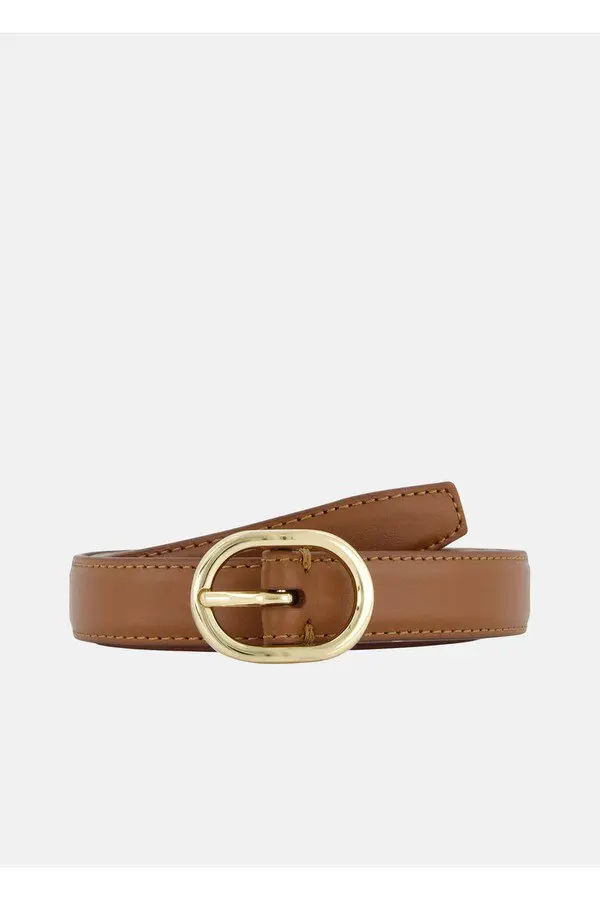 Vince Avery 20mm Stitched Leather Belt - Natural