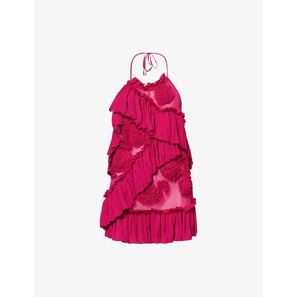 Dries Van Noten Callas Embroidered Woven Top - Fuchsia