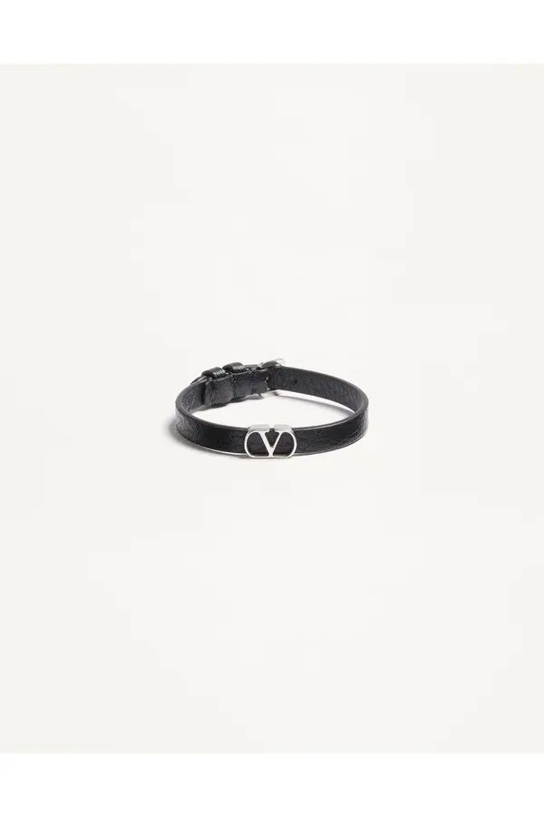 Valentino Garavani Vlogo Signature Grainy Calfskin Bracelet
