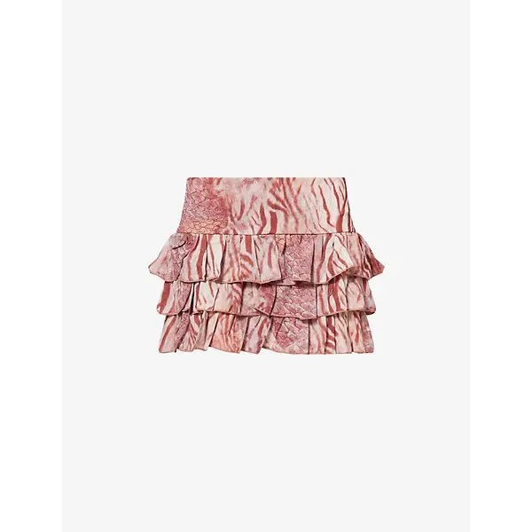 GRACEJACOB Tora Ruffle Woven Mini Skirt