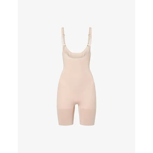 Spanx Sculpt Gofigure Open-bust Mid-thigh Bodysuit - Chai