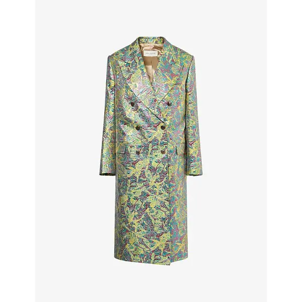 Dries Van Noten Rosea Jacquard Woven Maxi Coat - Lemon