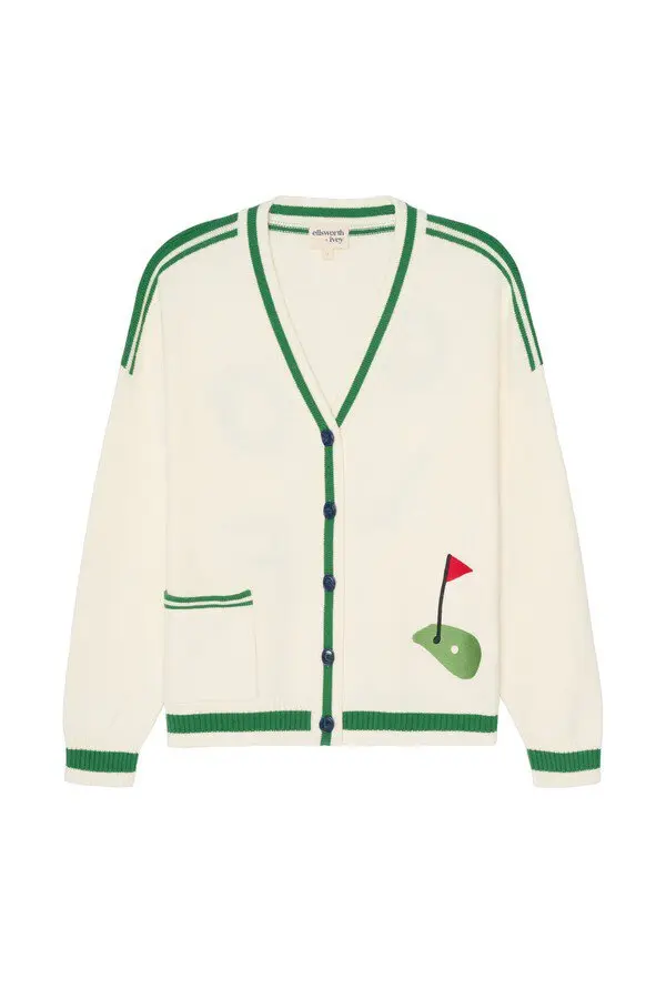 ELLSWORTH + IVEY Emily Varsity Golf Cardigan - Neutral