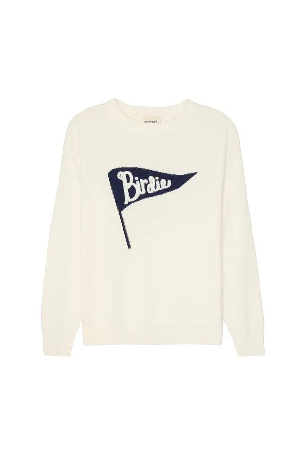 ELLSWORTH + IVEY Riley Birdie Pennant Crewneck Sweater - Neutral