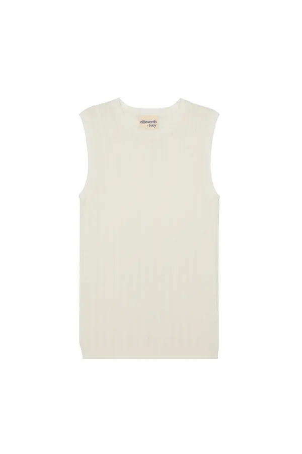 ELLSWORTH + IVEY Cableknit Sleeveless Sweater - Neutral