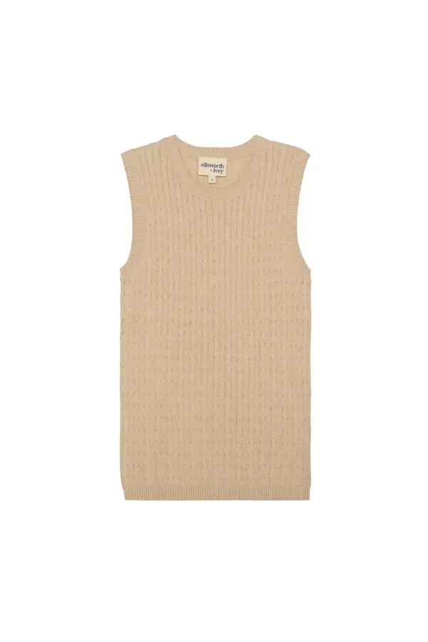 ELLSWORTH + IVEY Cableknit Sleeveless Sweater - Neutral
