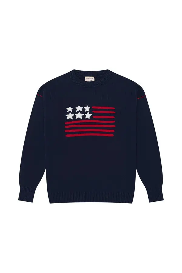 ELLSWORTH + IVEY American Flag Crewneck - Black