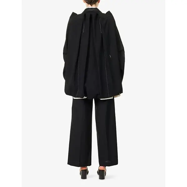 Sacai Peak Lapel Draped Wool Mini Dress