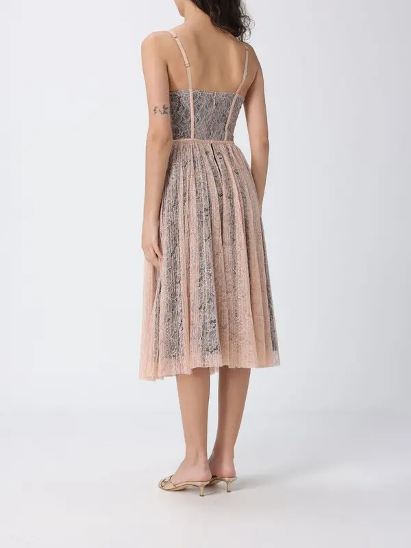 Elisabetta Franchi Lace Midi Dress - Nude