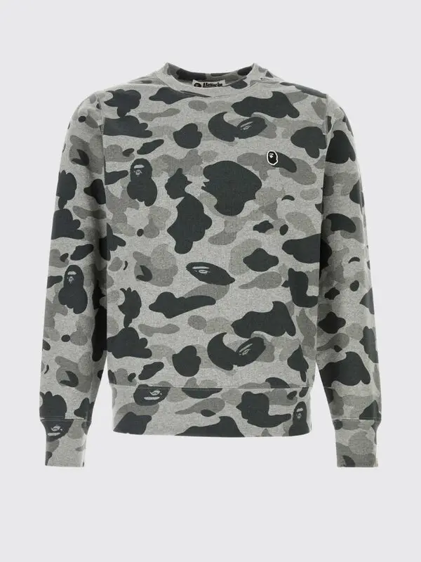 A BATHING APE Camouflage Print Cotton Crewneck Sweatshirt - Grey
