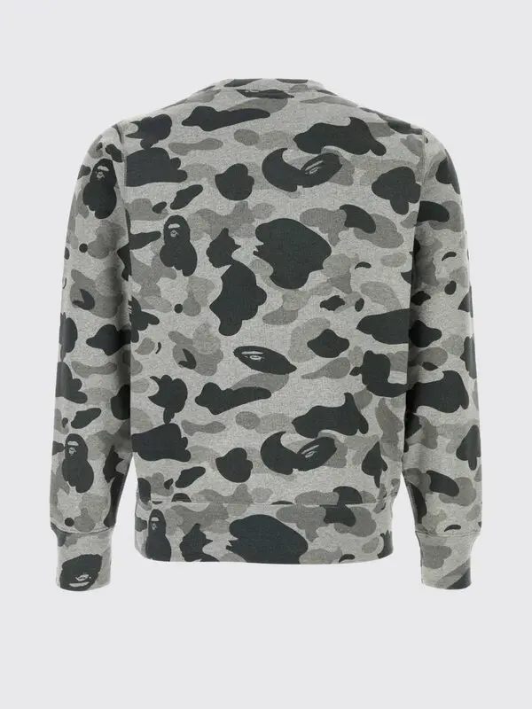 A BATHING APE Camouflage Print Cotton Crewneck Sweatshirt - Grey